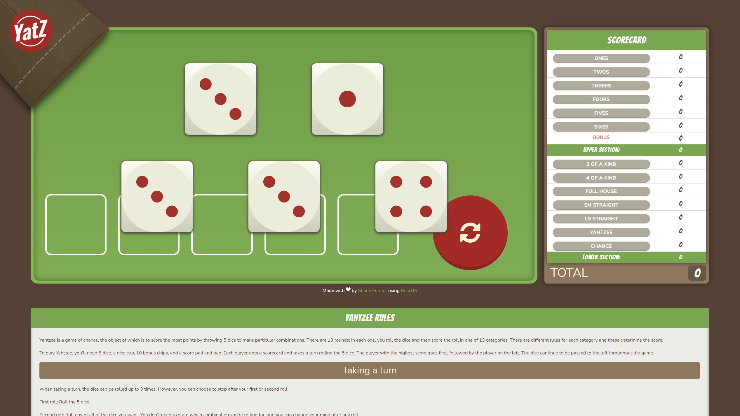 React YatZ | Shane Fulmer